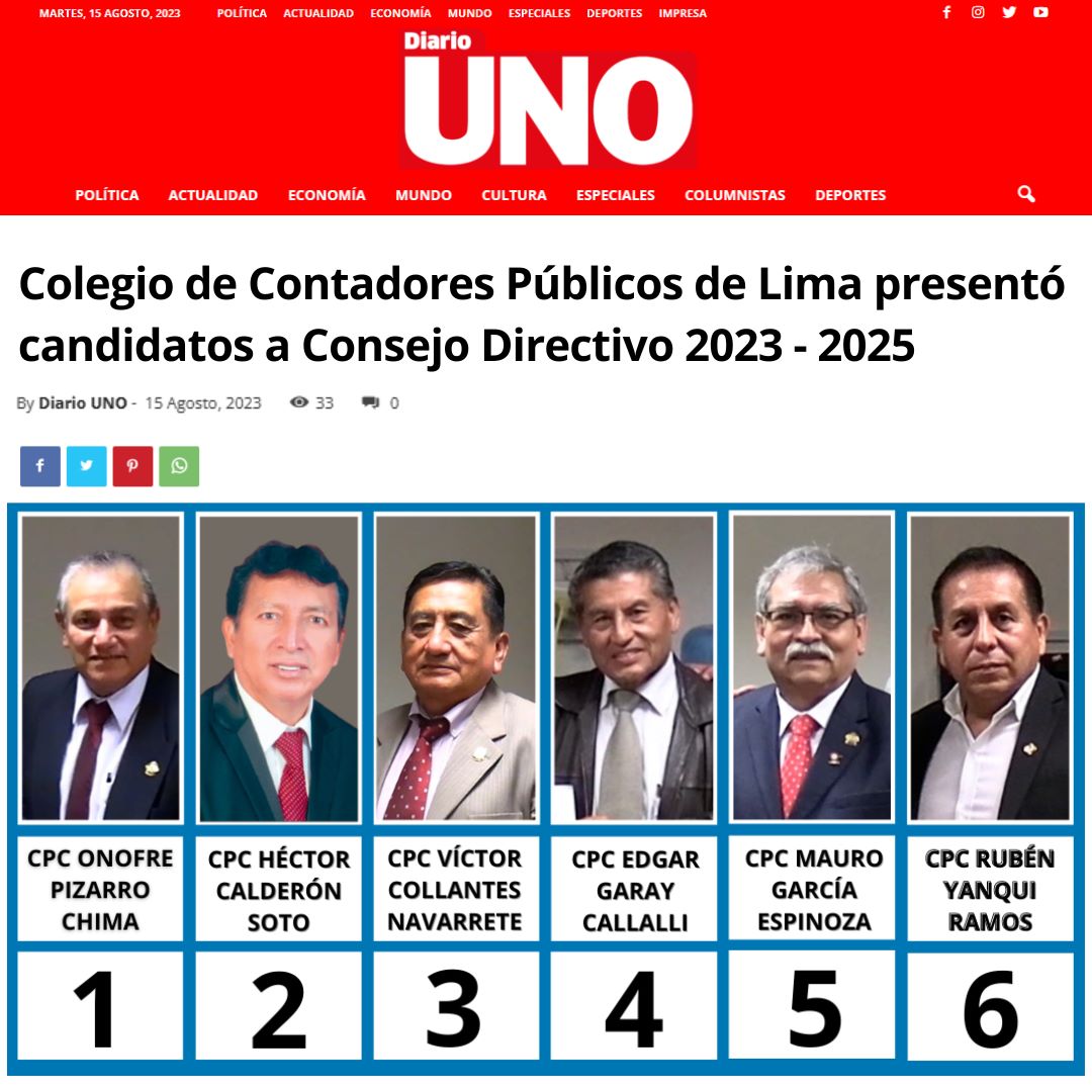 Diarios | Colegio de Contadores Públicos de Lima